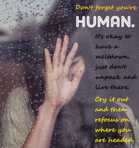 Don't forget you're human. It's okay to have a meltdown, just don't ...